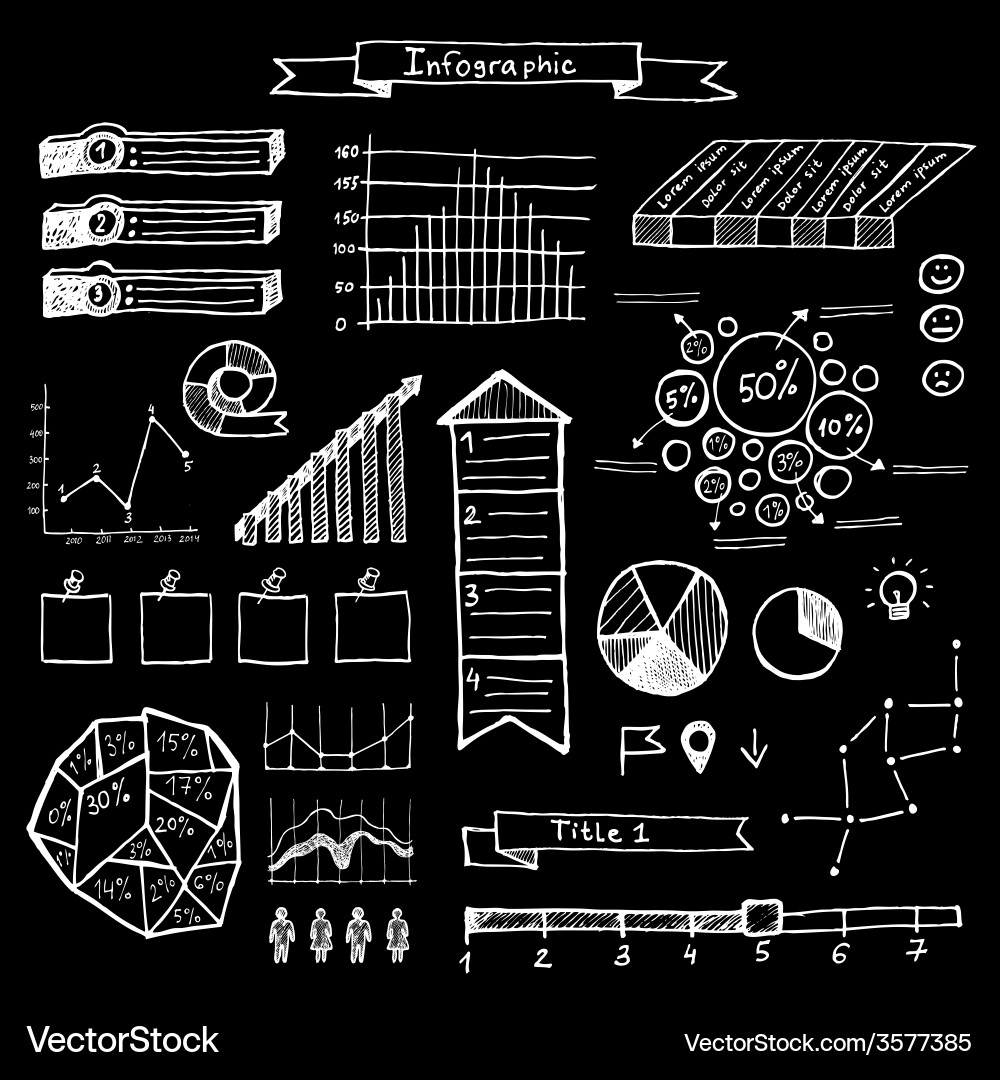 Set of hand drawn doodle infographics Royalty Free Vector