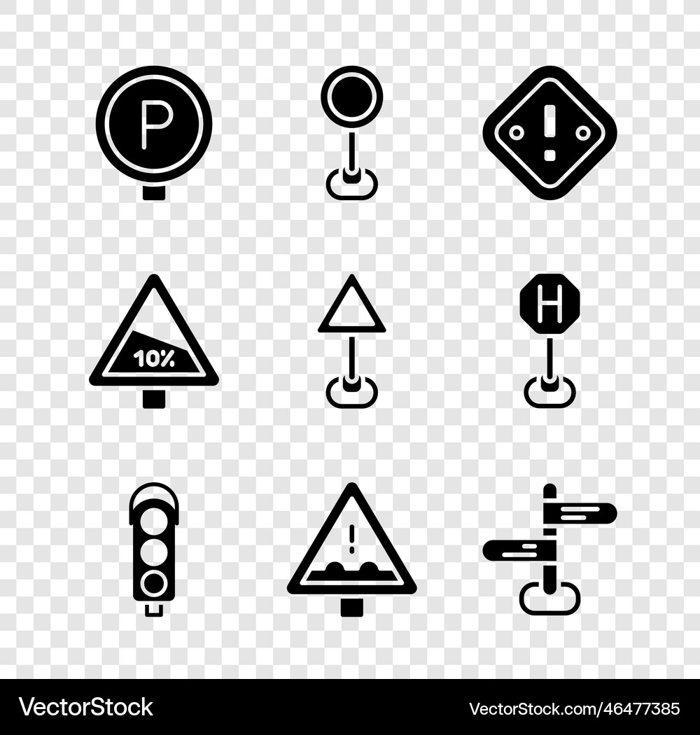 Set parking road traffic sign exclamation mark Vector Image