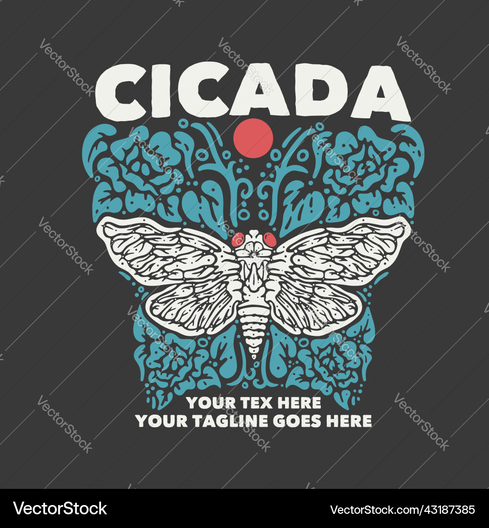 T shirt design cicada with and gray Royalty Free Vector