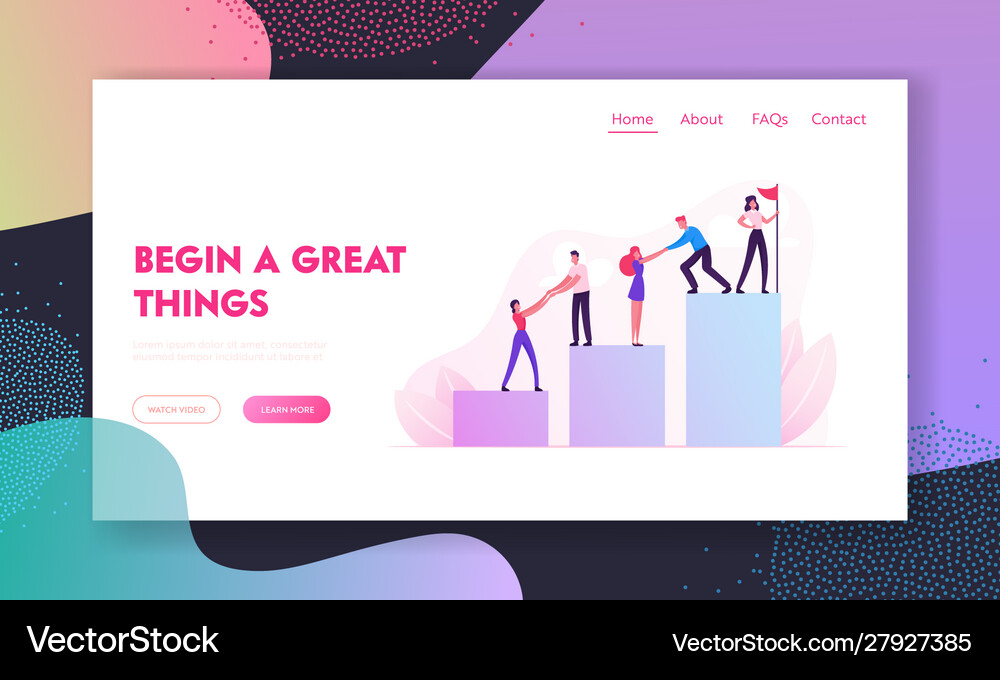 Teamwork and leadership website landing page Vector Image