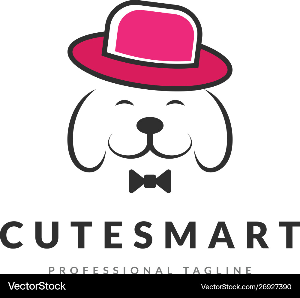 Cute and smart dog logo Royalty Free Vector Image