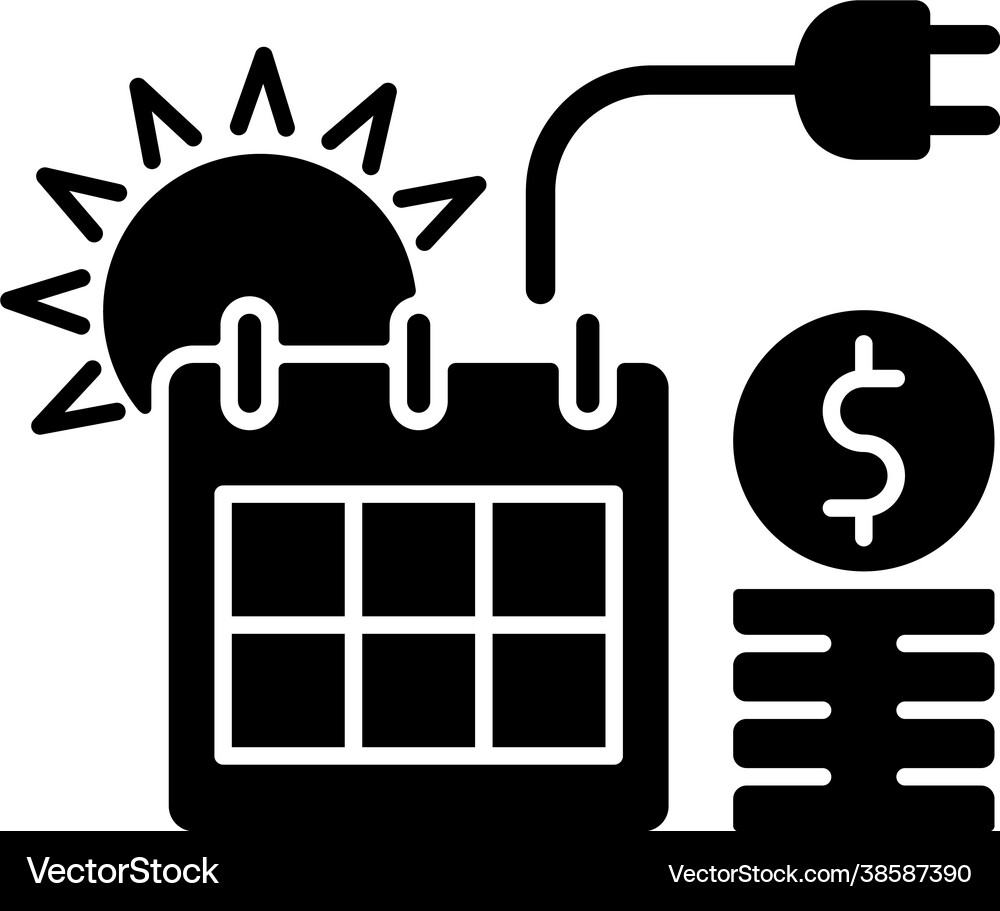 Energy pricing in summer black glyph icon Vector Image