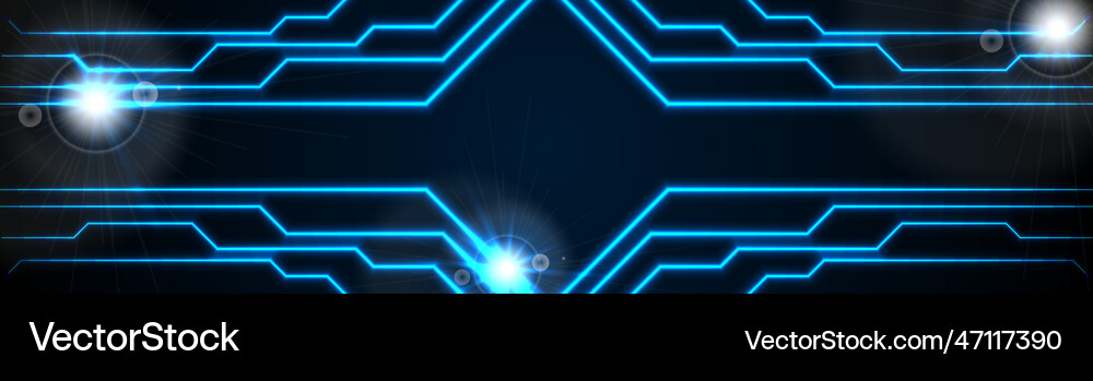 Glowing blue neon circuit board lines background Vector Image