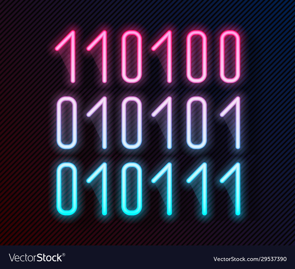 Glowing neon line binary code icon isolated Vector Image