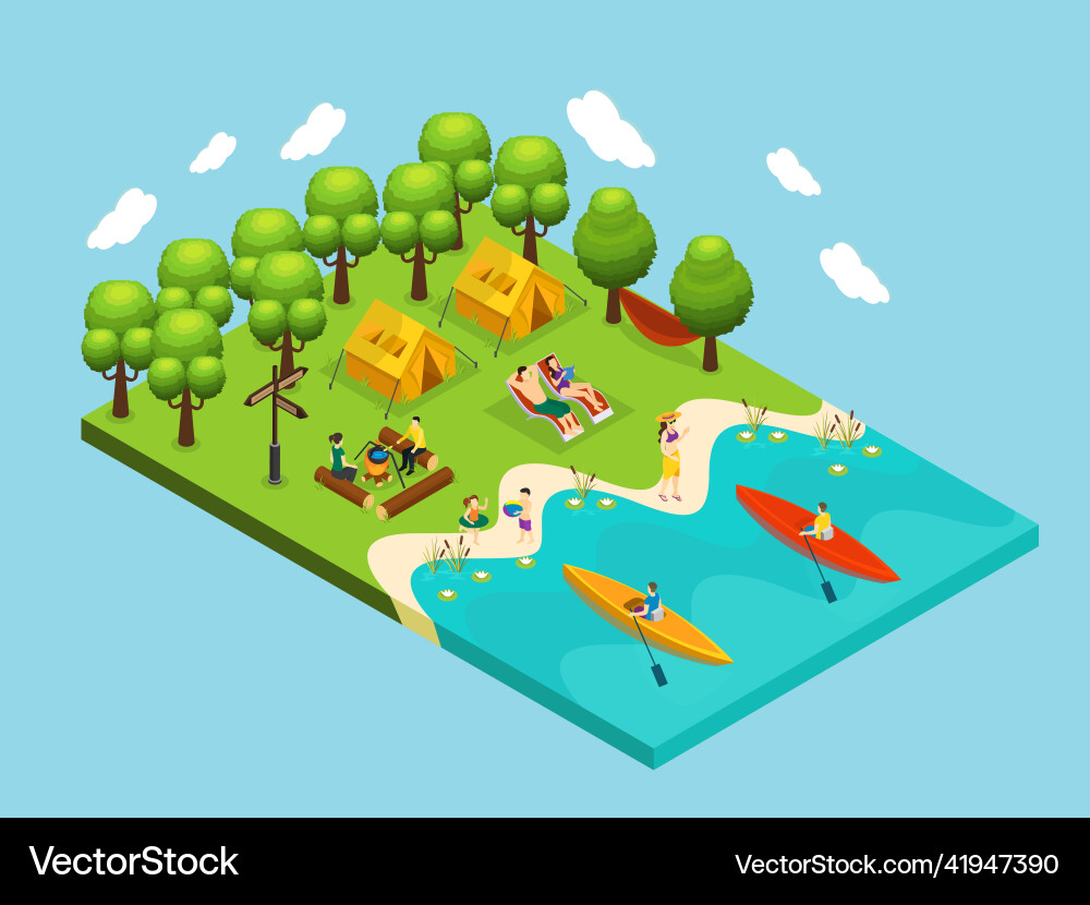 Isometric outdoor recreation concept Royalty Free Vector