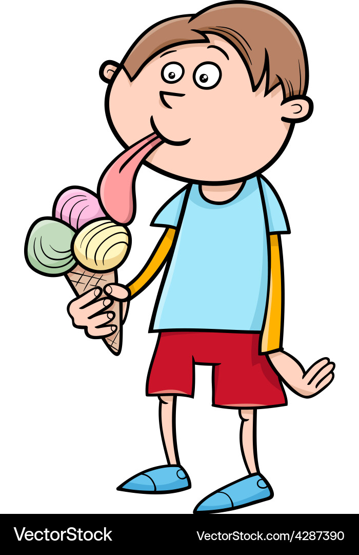 Kid with ice cream cartoon Royalty Free Vector Image