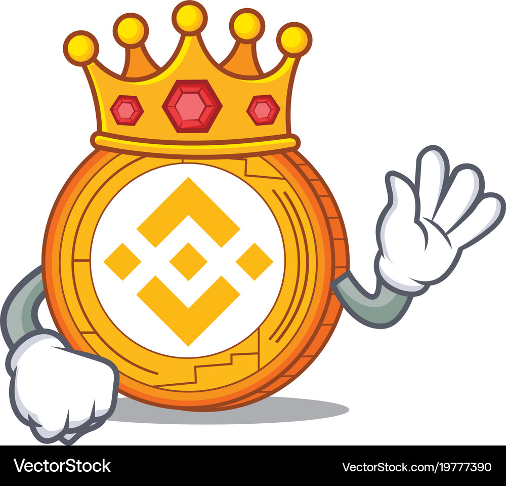 King binance coin mascot catoon Royalty Free Vector Image