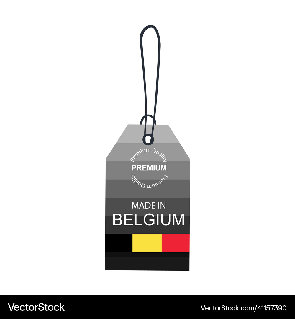 Made in belgium label with flag Royalty Free Vector Image