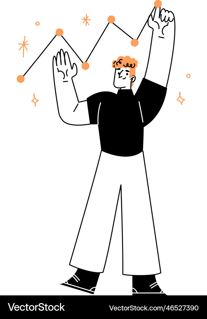 Marketing with man character growing graph Vector Image