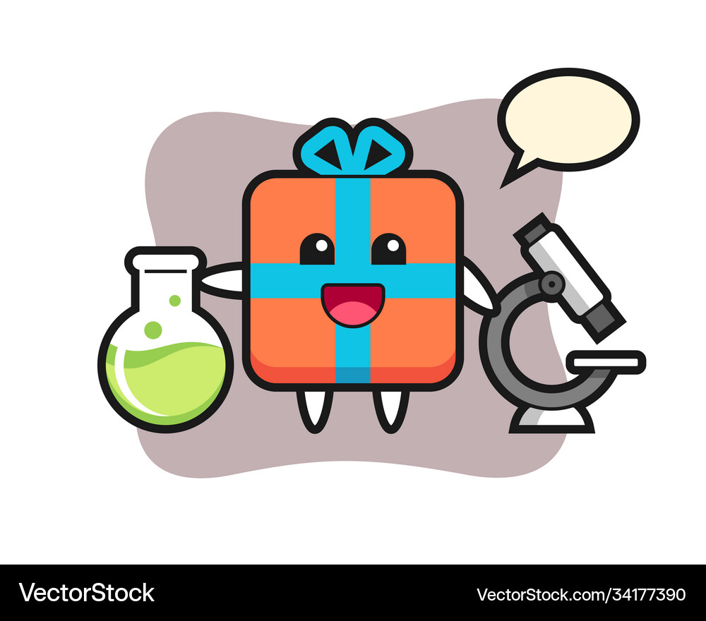 Mascot character gift box as a scientist Vector Image