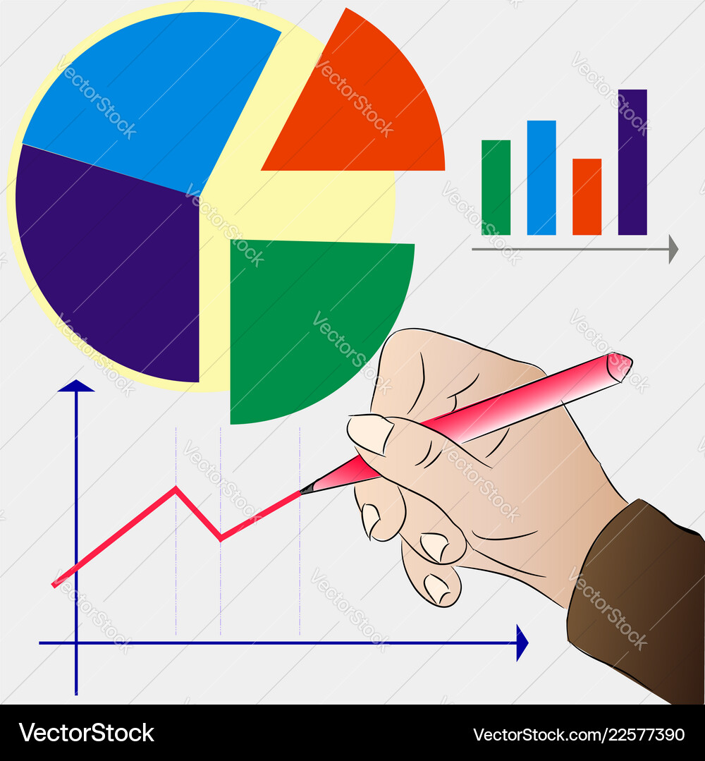 Mens hand draws a graph of business development Vector Image