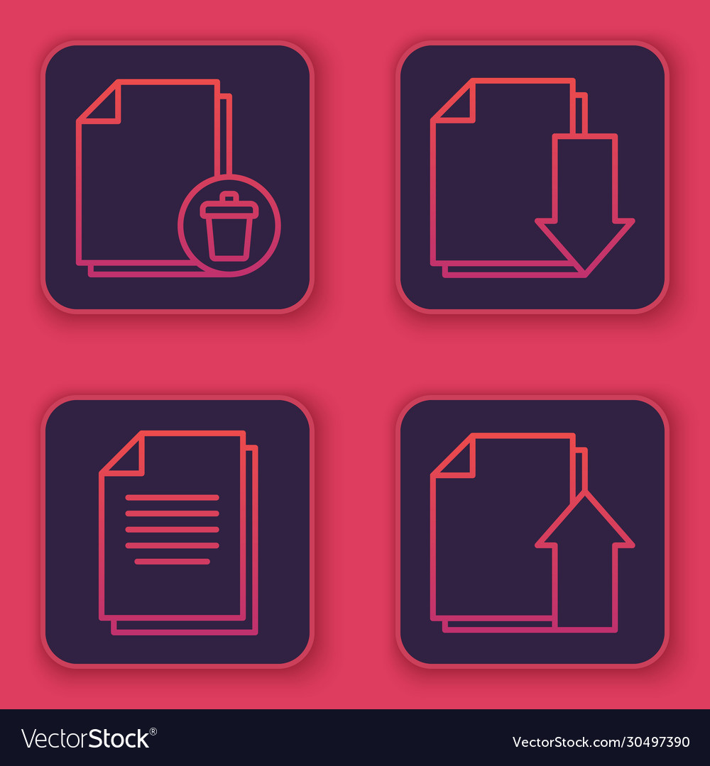 Set line delete file document document document Vector Image