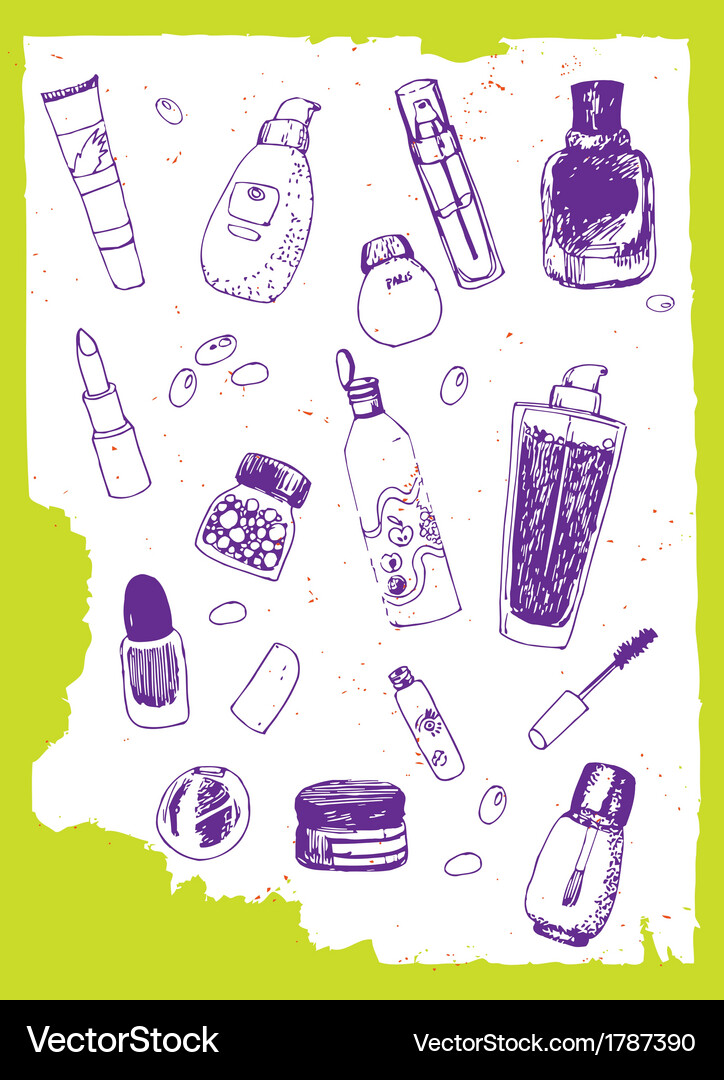 Set of cosmetics doodles Royalty Free Vector Image