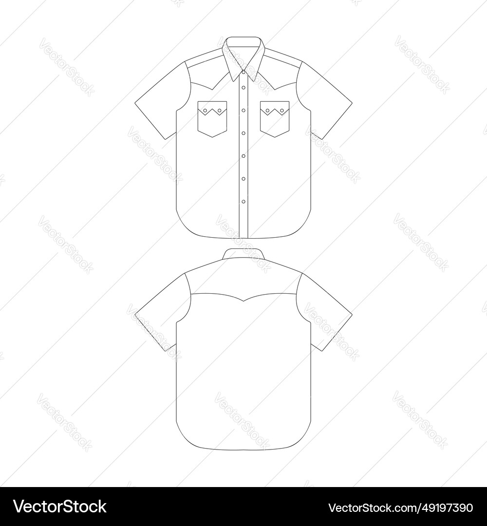 Template short sleeve sawtooth pockets western Vector Image