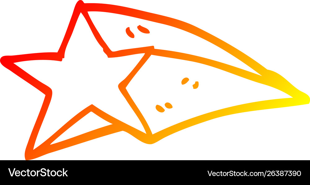Warm gradient line drawing cartoon shooting star Vector Image
