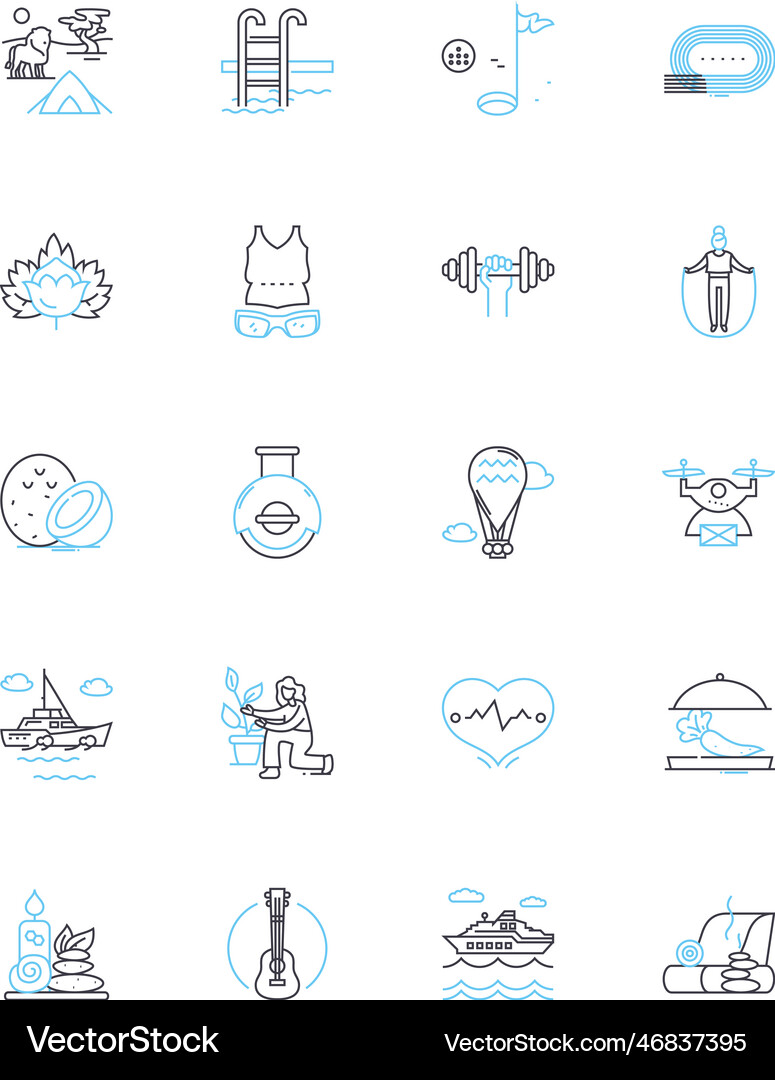 Balanced eating linear icons set nutrition Vector Image