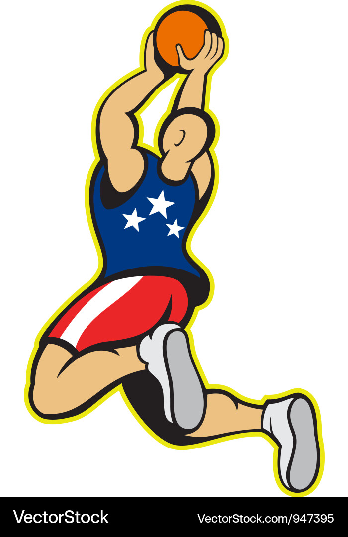Basketball player shooting jumping ball Royalty Free Vector