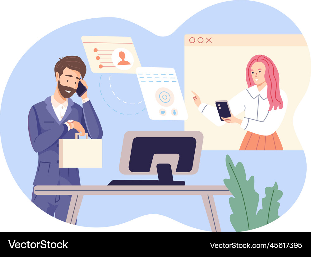 Business team working on project together Vector Image