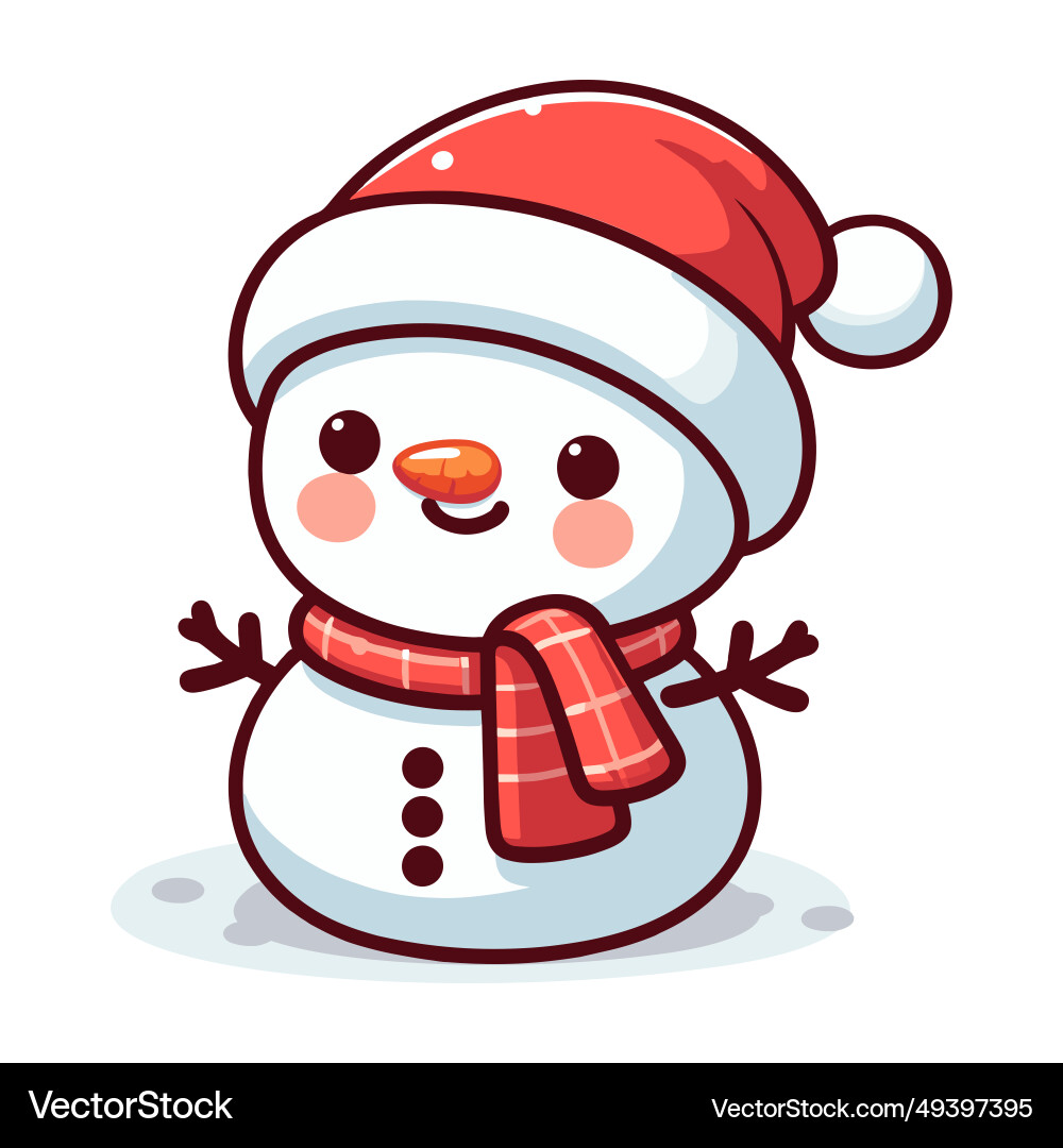 Cartoon snowman isolated on white background Vector Image