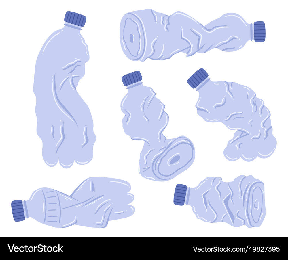 Crumpled plastic bottles in various shapes Vector Image