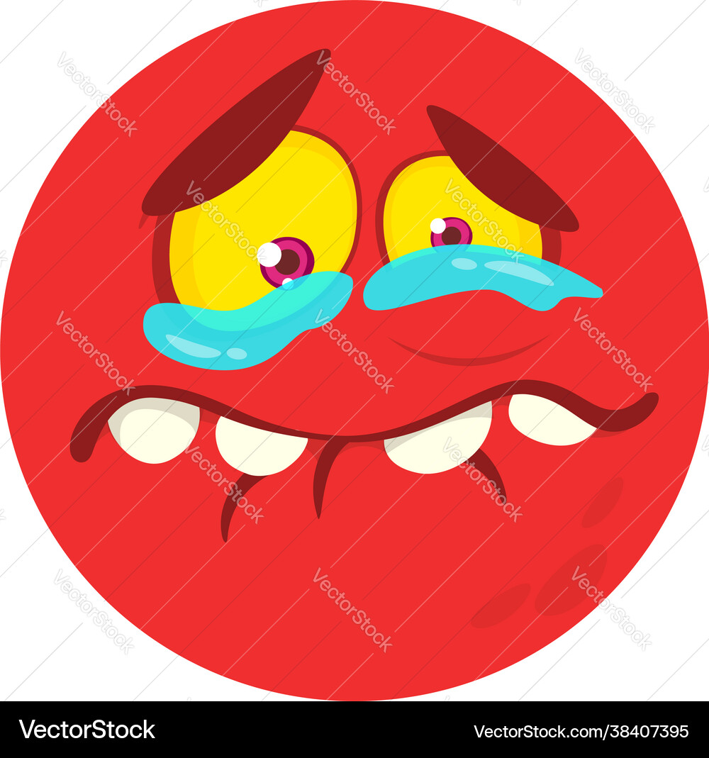 Crying cartoon monster face halloween Royalty Free Vector