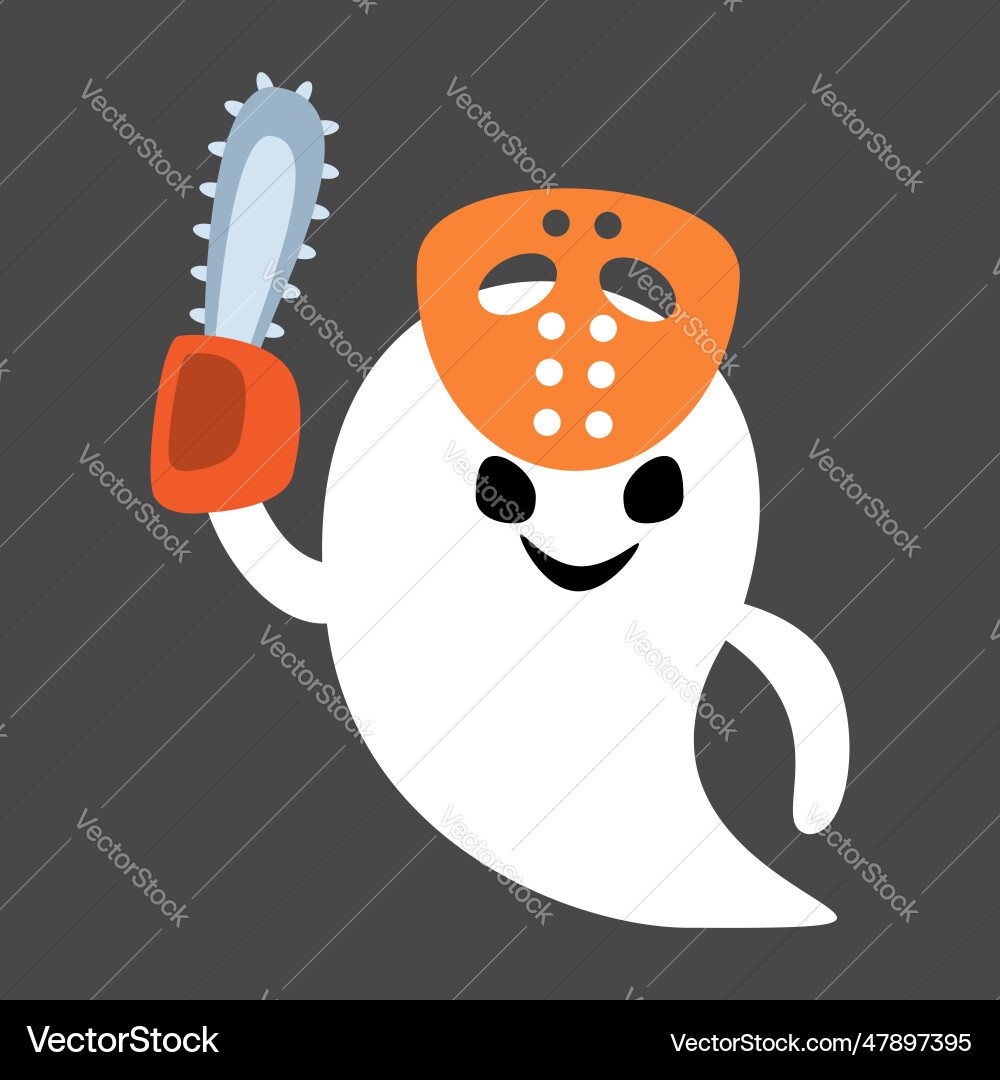Cute white ghost with murderer costume halloween Vector Image