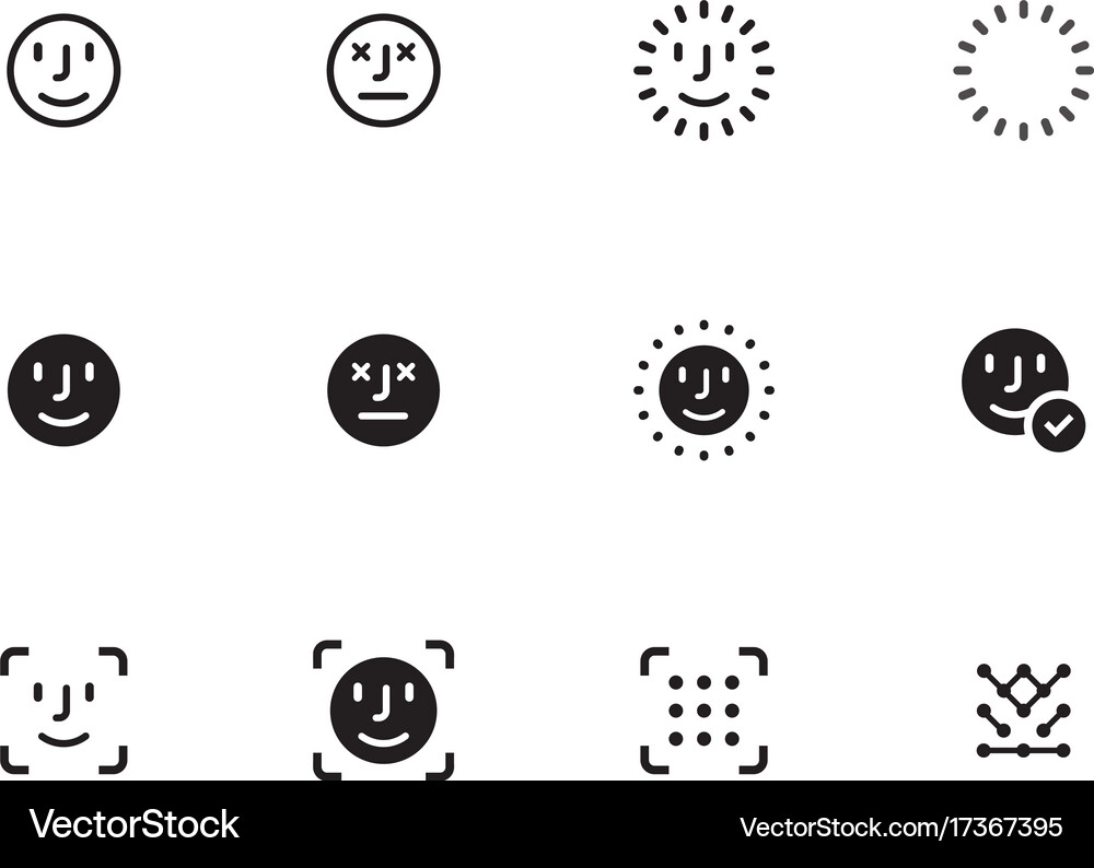 Face biometrics icons on white background Vector Image