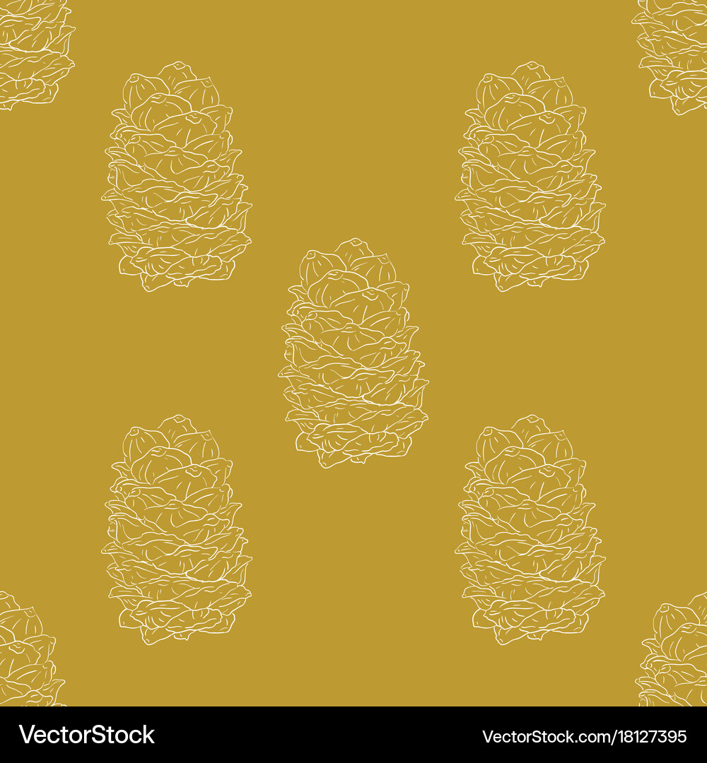 Golden fir cones decor seamless pattern Royalty Free Vector