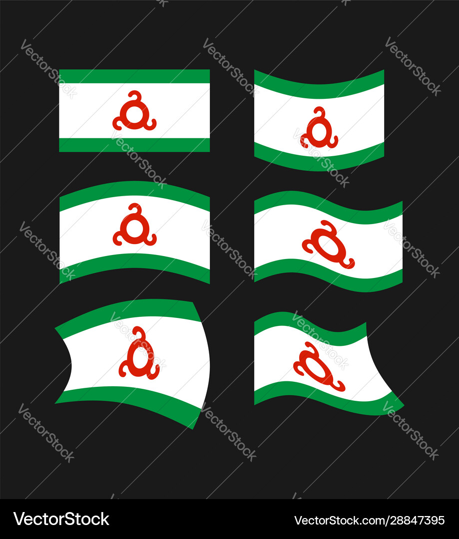 Ingushetia flag set ingush ribbon banner state Vector Image