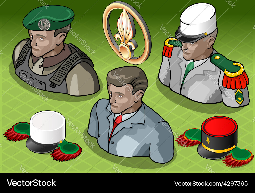Isometric foreign legion militar people Royalty Free Vector