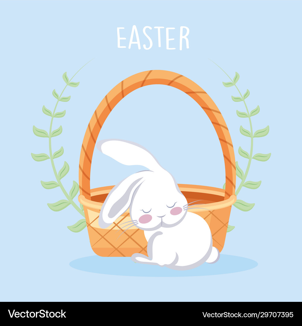 Label easter with cute rabbit Royalty Free Vector Image