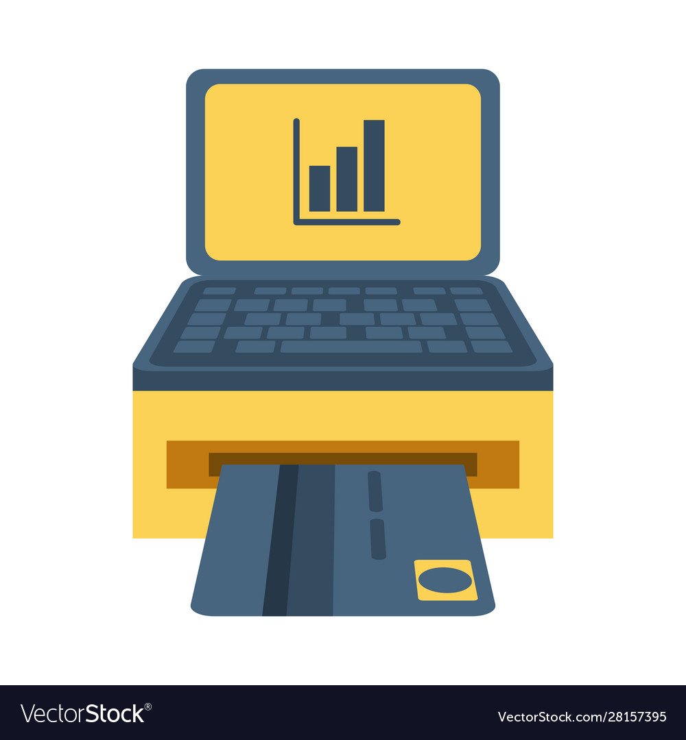 Laptop computer with financial statistics Vector Image