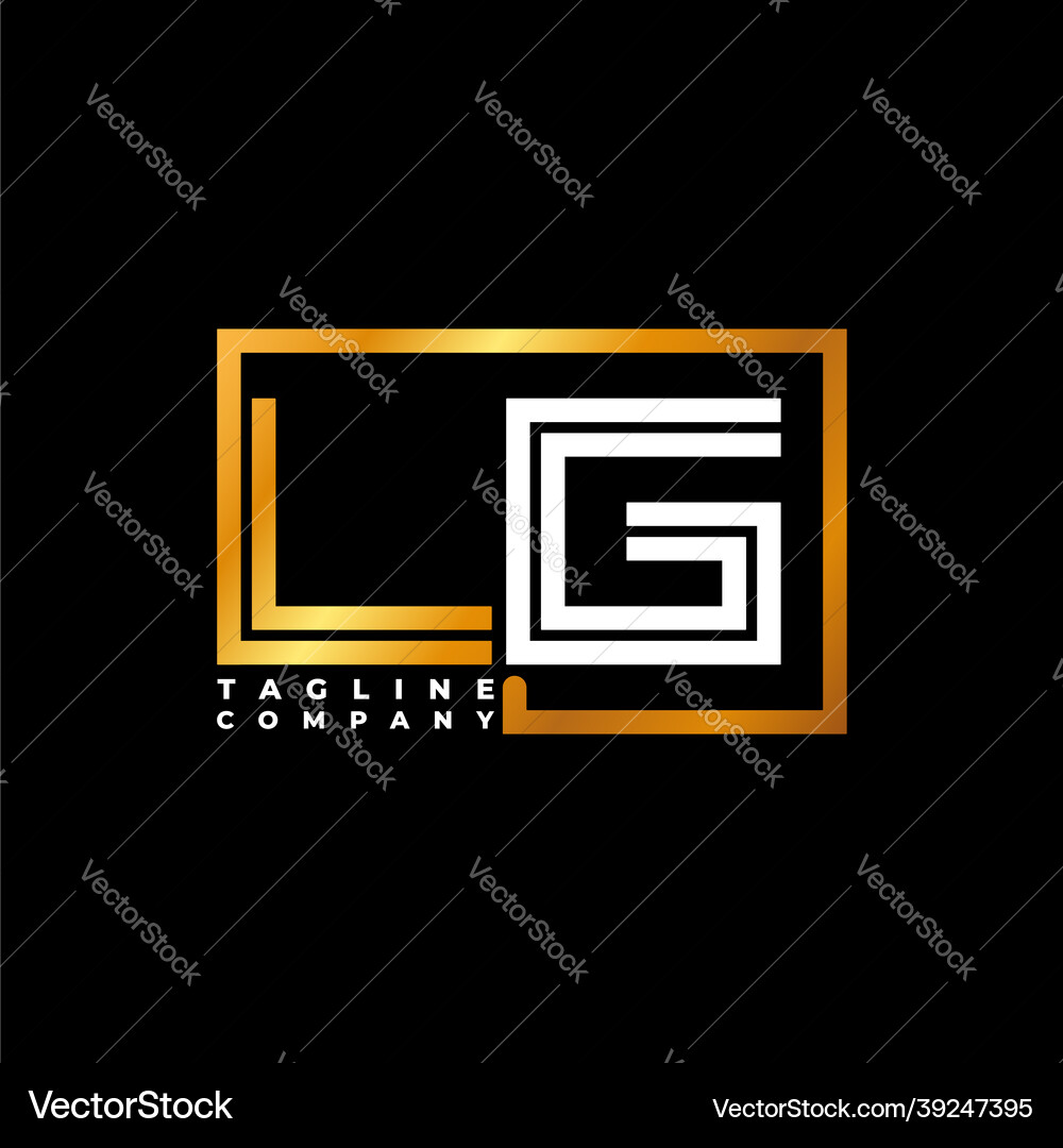 Lg letter golden shape line Royalty Free Vector Image
