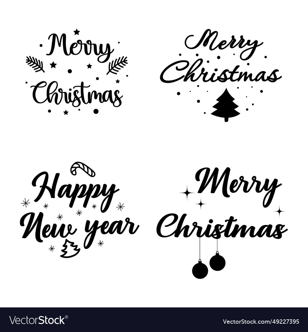 Merry Christmas Hand Drawn Banner Set Royalty Free Vector