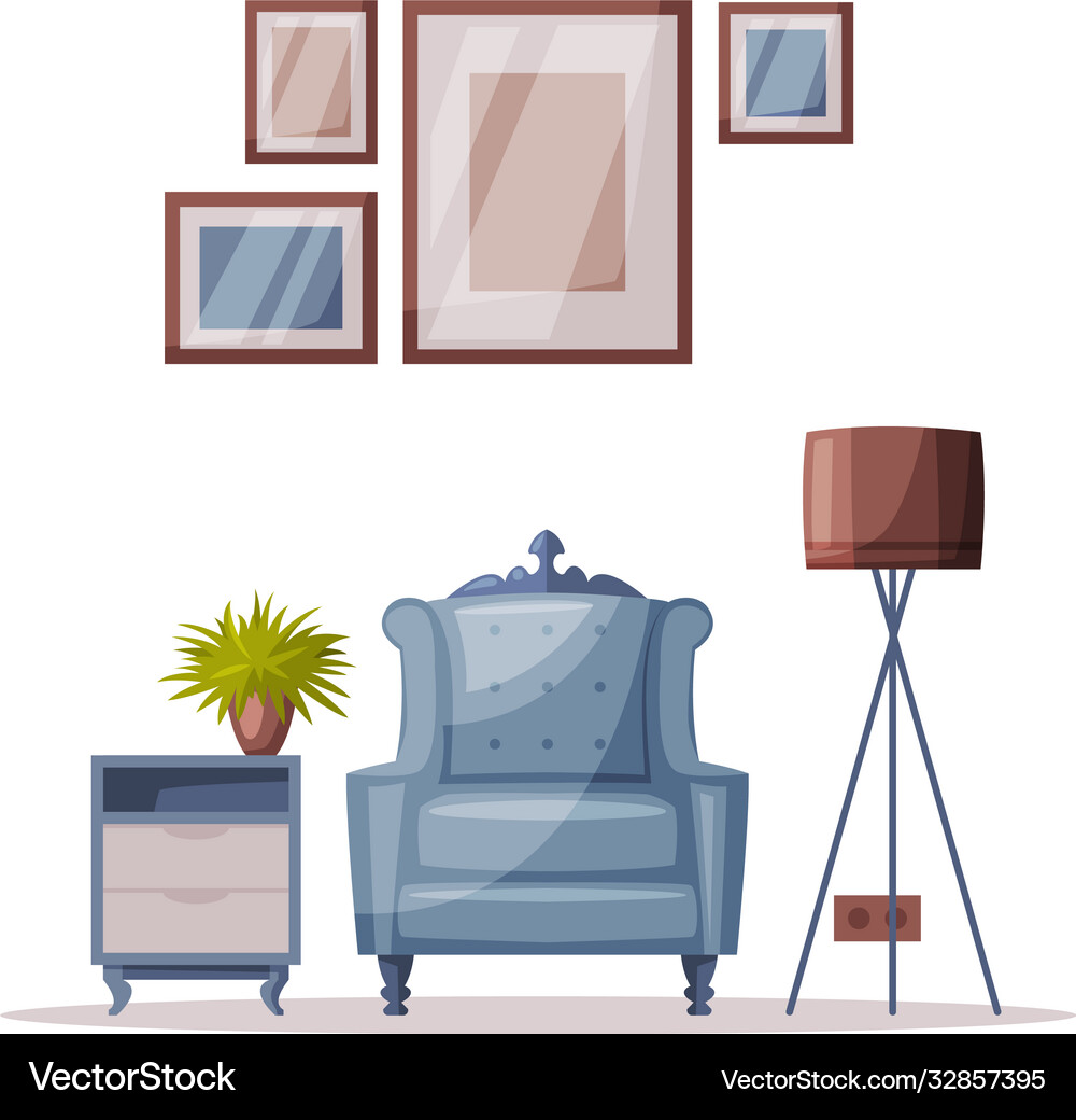 Modern cozy room interior design with comfy Vector Image