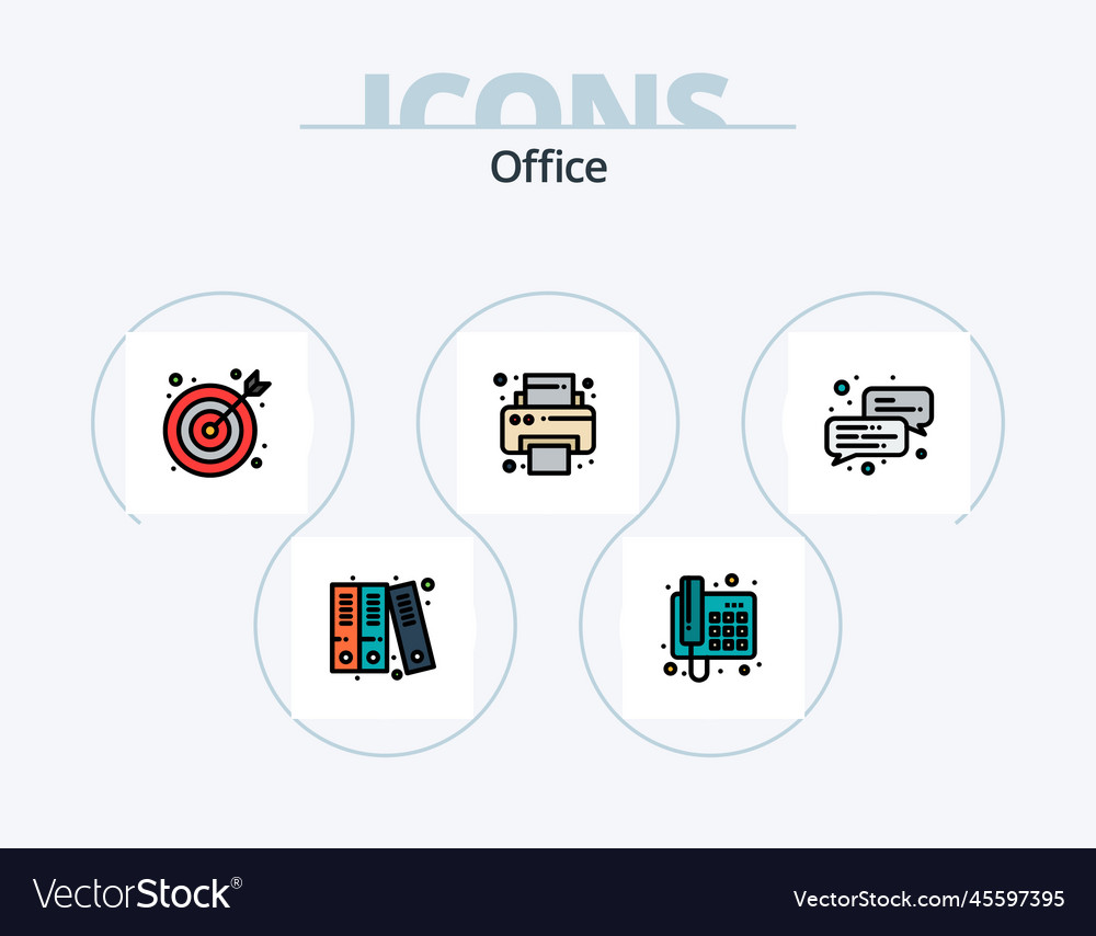 Office line filled icon pack 5 icon design Vector Image