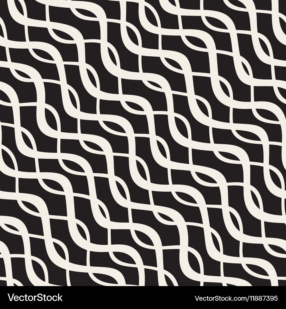 Seamless hand drawn wavy lines lattice Royalty Free Vector