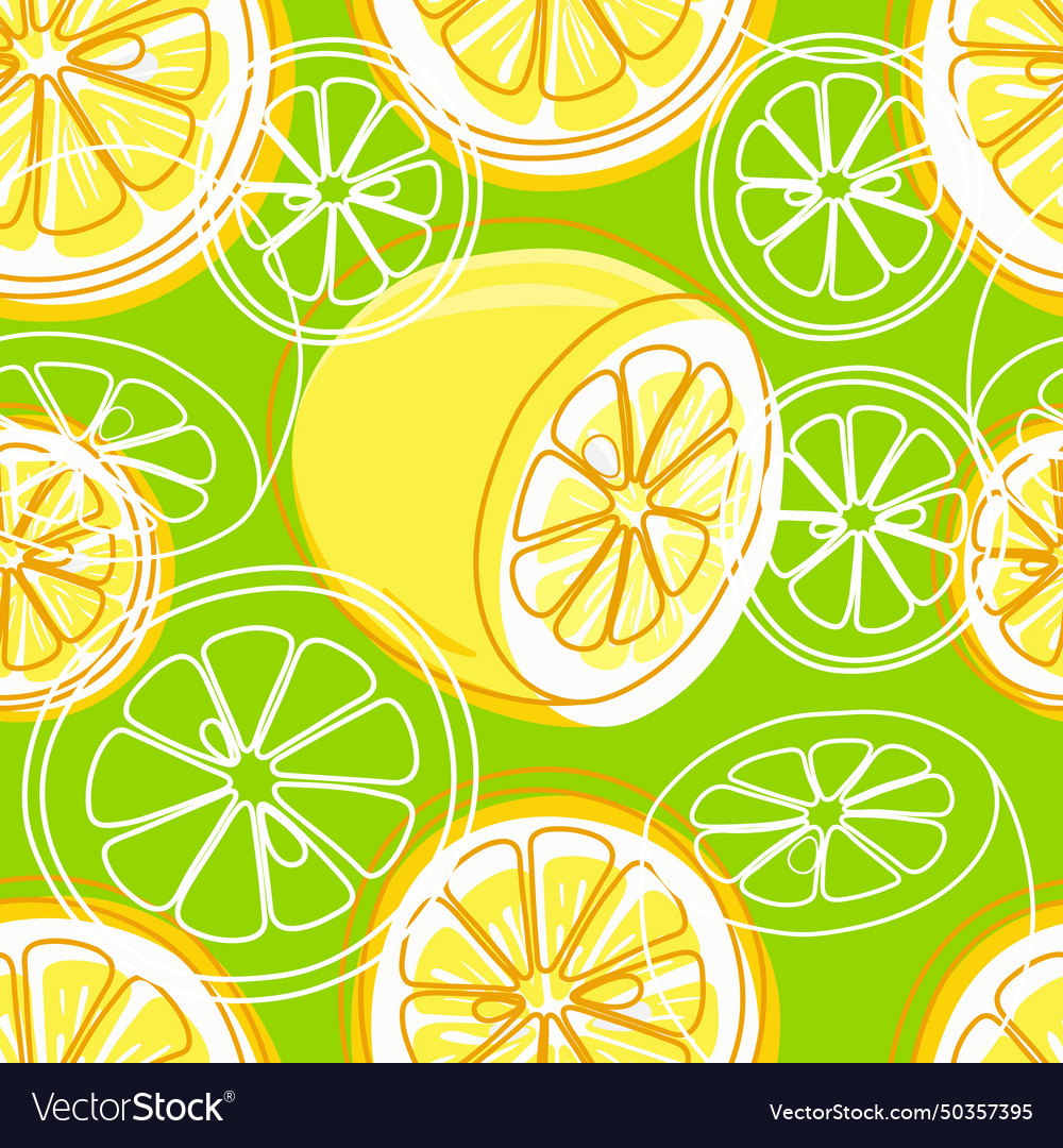 Seamless pattern with hand drawn lemons Royalty Free Vector
