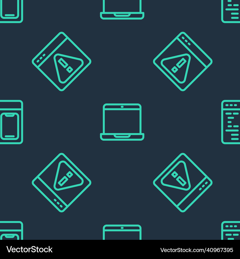 Set line laptop browser with exclamation mark Vector Image