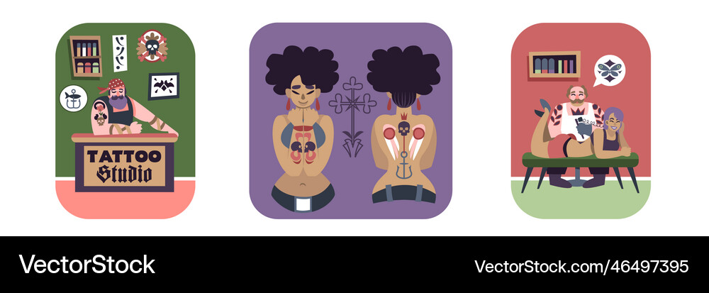 Set of colored cartoon characters having creative Vector Image