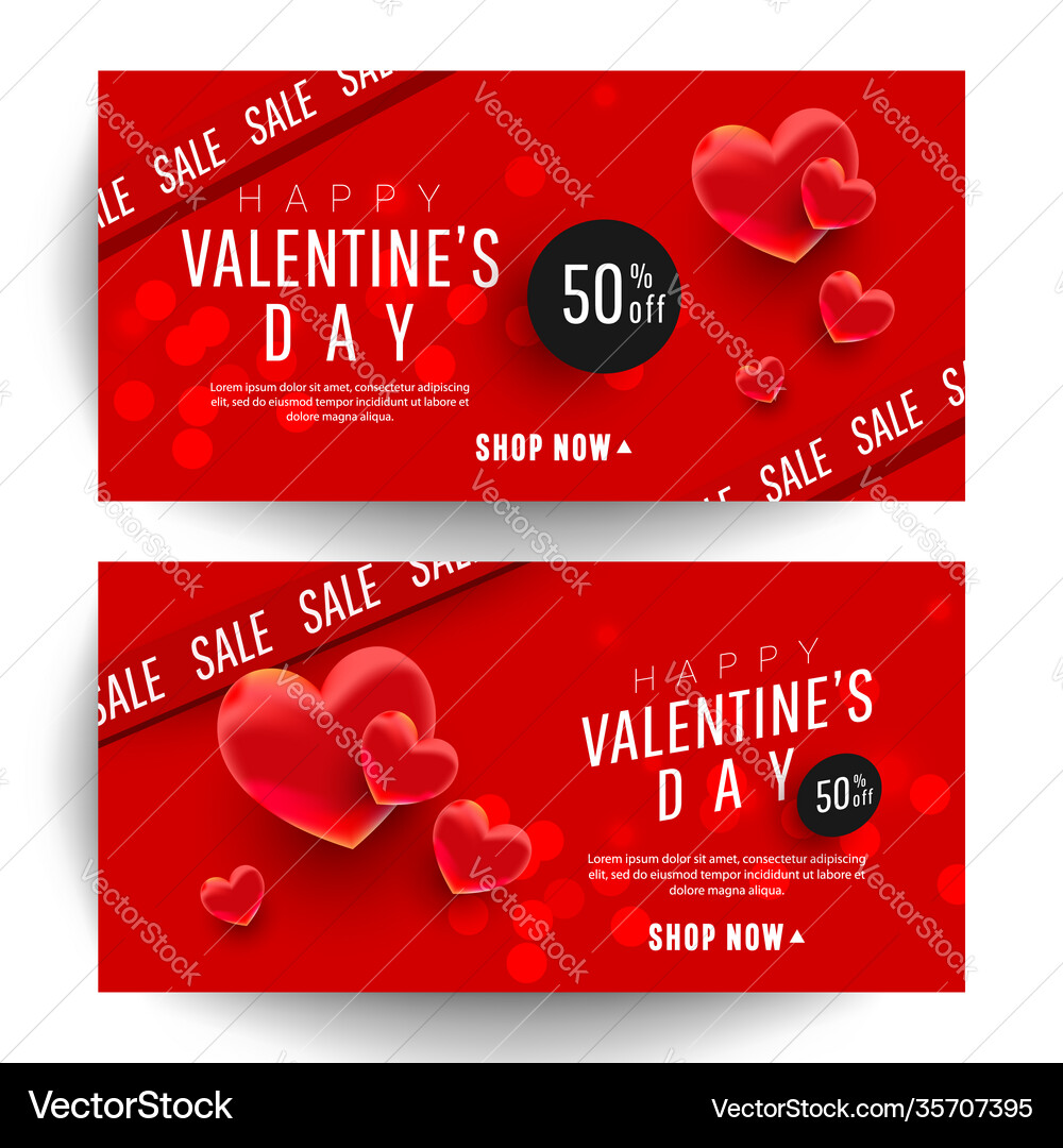 Valentines day special offer banners with 3d shape