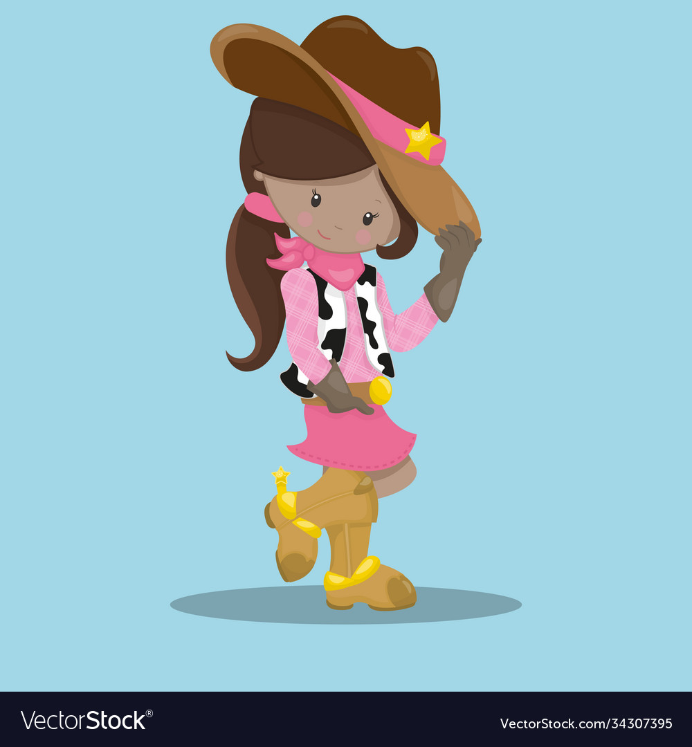 Wild west cowgirl pink 05 Royalty Free Vector Image