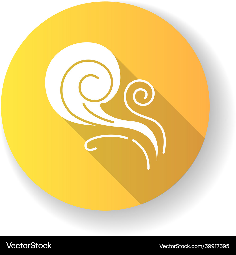 Wind whirl orange flat design long shadow glyph Vector Image