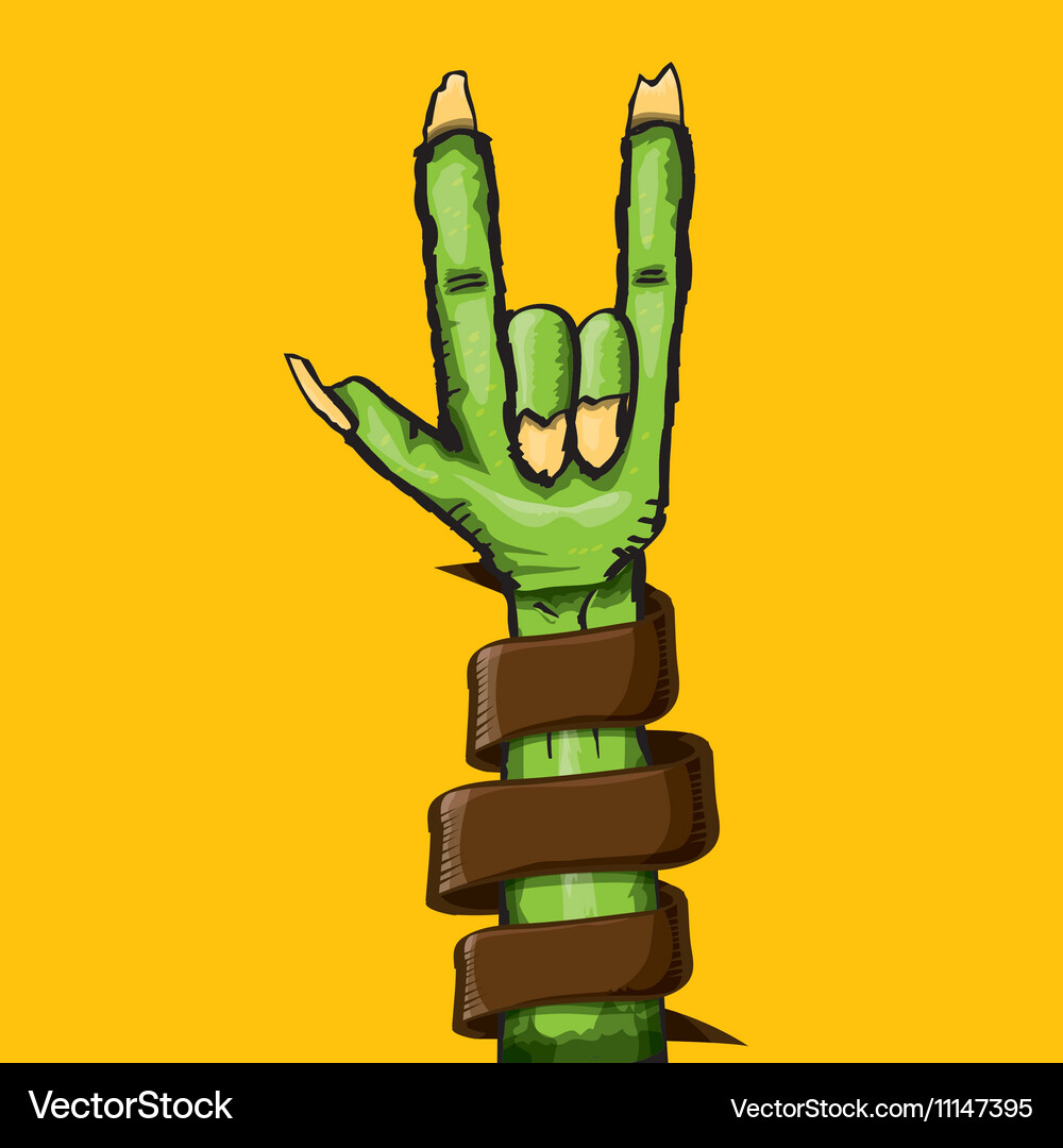 Zombie hand shows rock n roll gesture Royalty Free Vector