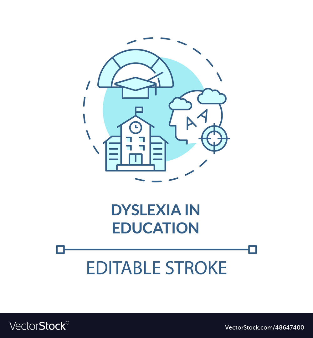 2d Blue Line Icon Dyslexia In Education Concept Vector Image