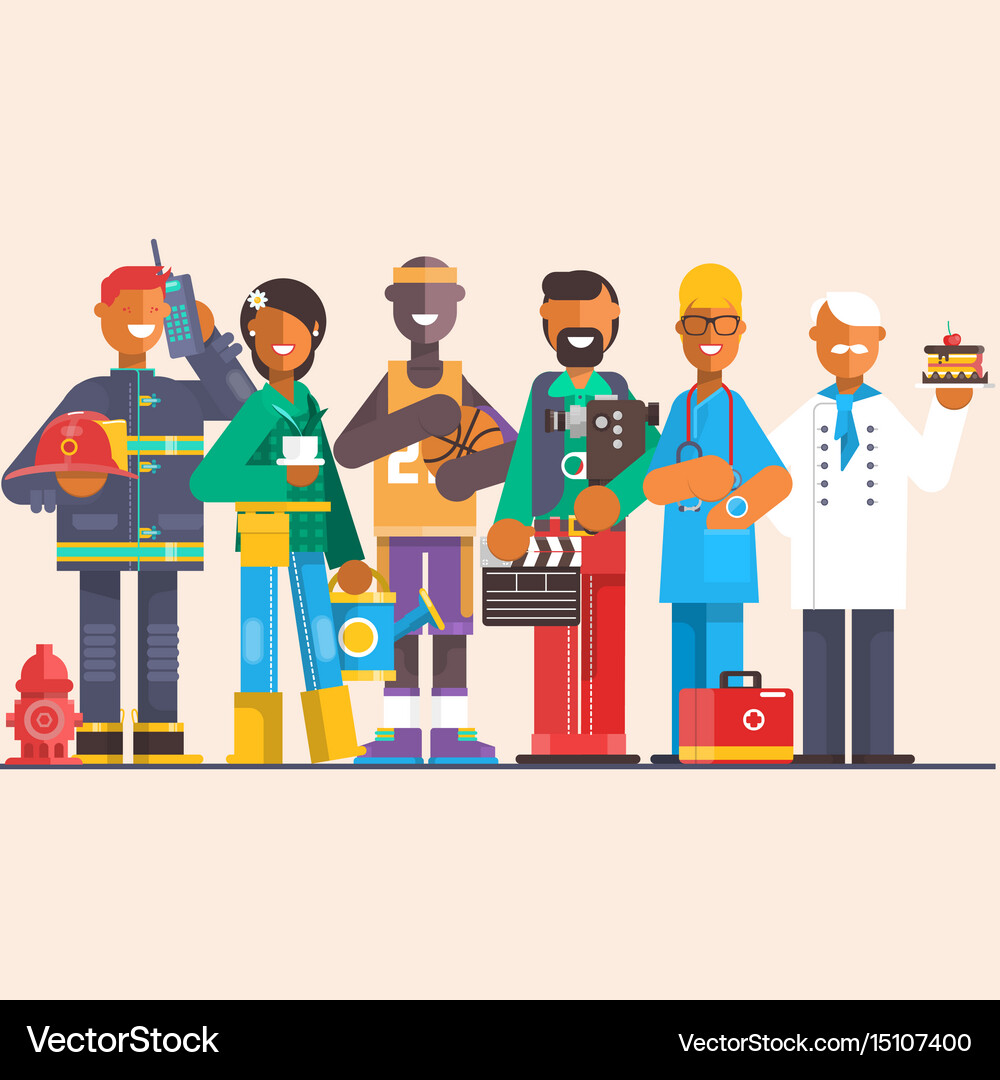 A group of people different professions Royalty Free Vector