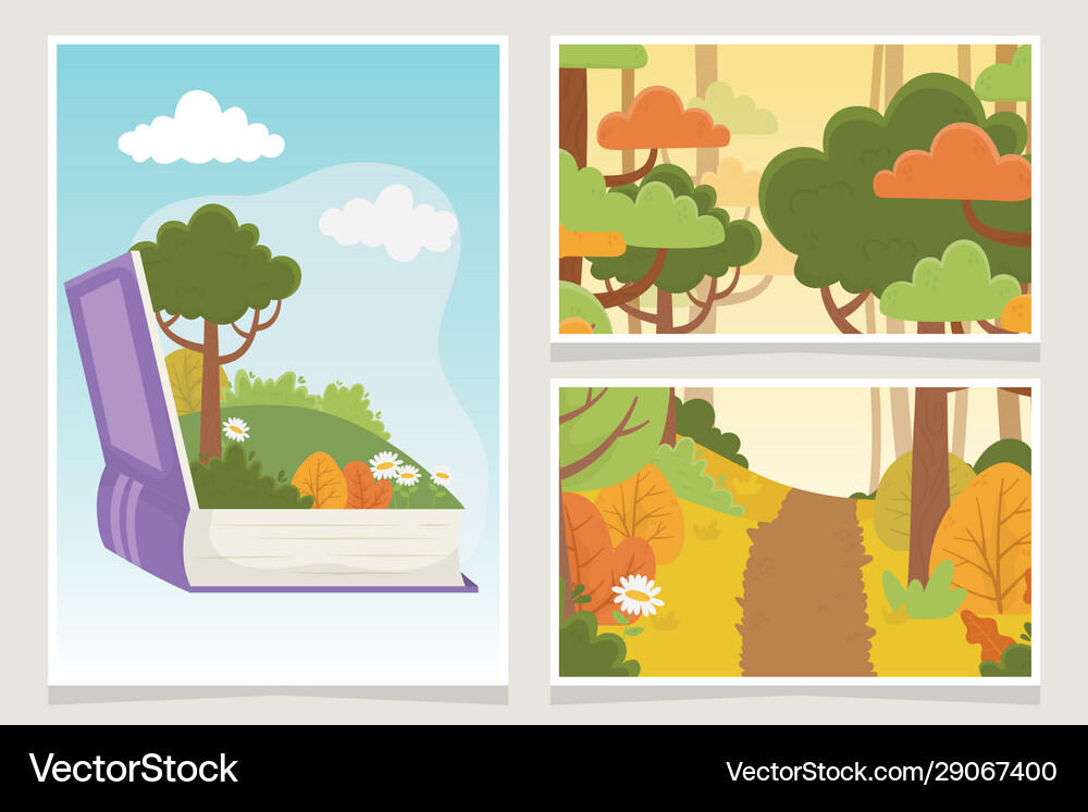 Children tale book nature vegetation forest Vector Image