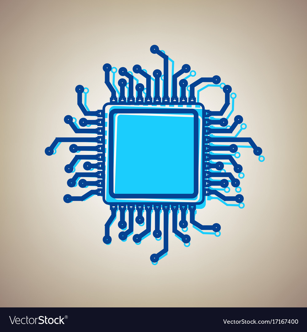 Cpu microprocessor sky blue Royalty Free Vector Image