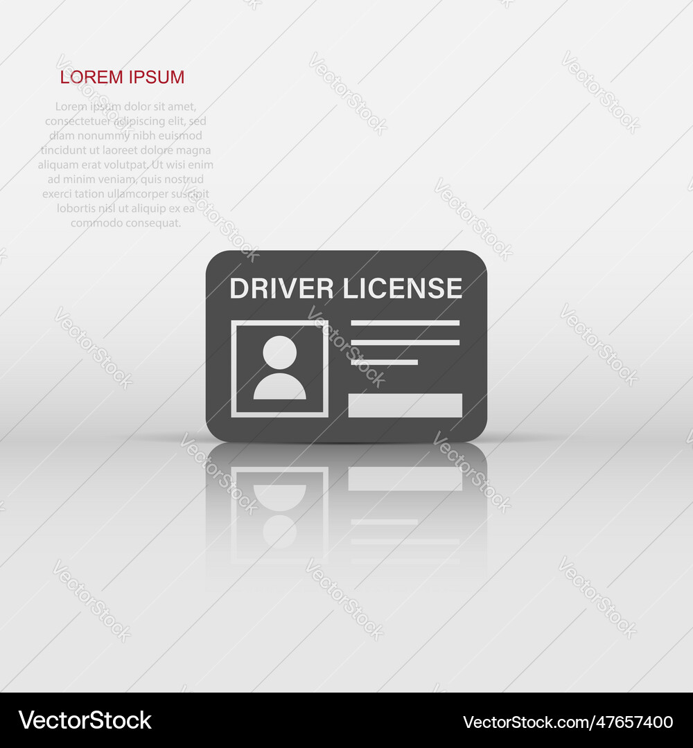 Driver license icon in flat style id card Vector Image