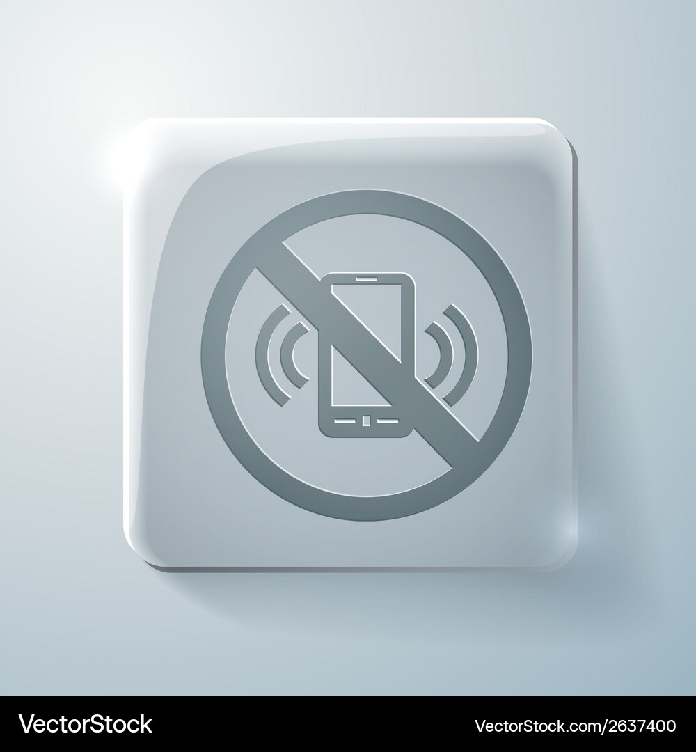 Forbidden to use mobile phone glass square icon Vector Image